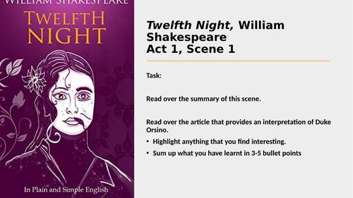 Twelfth Night Act 1 | Teaching Resources
