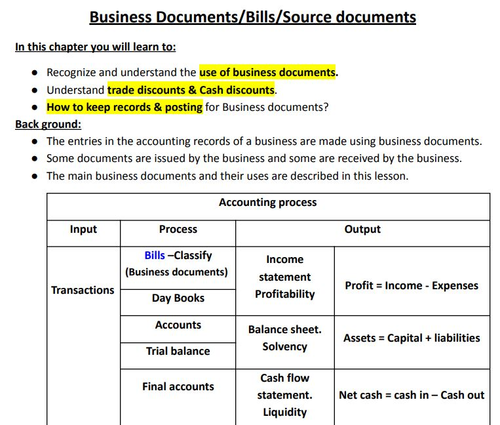IGCSE Accounting (0452) Business document | Teaching Resources IGCSE Accounting (0452) Business document | Teaching Resources