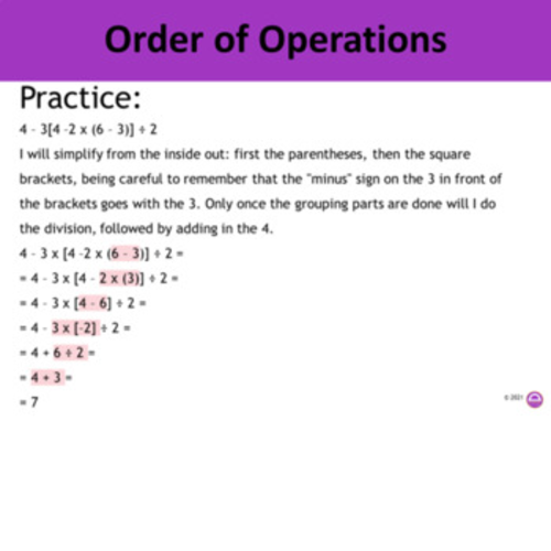 Math Order Of Operations Notes And Activities | Teaching Resources