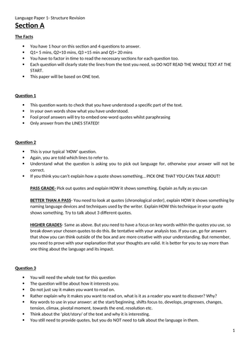 AQA GCSE Language Mock Paper 1, with tips | Teaching Resources