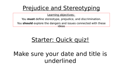 Prejudice and Stereotyping | Teaching Resources