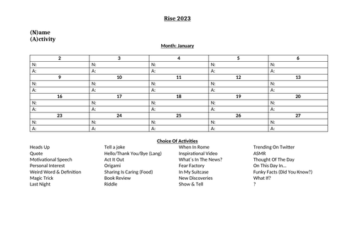 Rise 2023 (Tutor Time Activity Template) | Teaching Resources Rise 2023 (Tutor Time Activity Template) | Teaching Resources