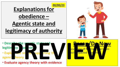Obedience - Agentic state and Legitimacy of authority - AQA A Level ...