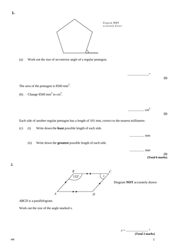Angle Facts Exam Questions | Teaching Resources