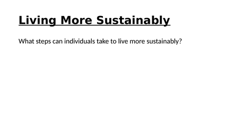 Sustainability lesson | Teaching Resources