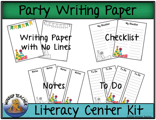 Party Writing Paper | Color & B&W Activity Sheets | Teaching Resources
