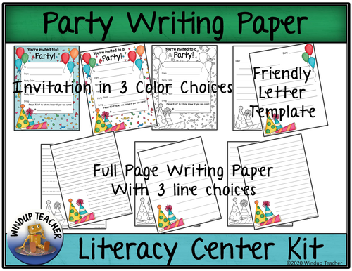 Party Writing Paper | Color & B&W Activity Sheets | Teaching Resources