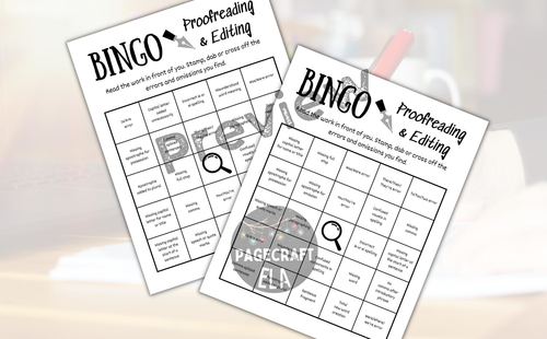 Proofreading and Editing Bingo | 60 Printable Bingo Cards | Student ...