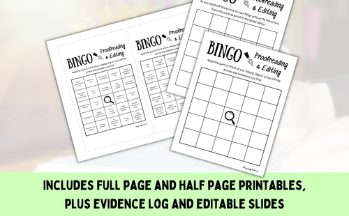 Proofreading and Editing Bingo | 60 Printable Bingo Cards | Student ...