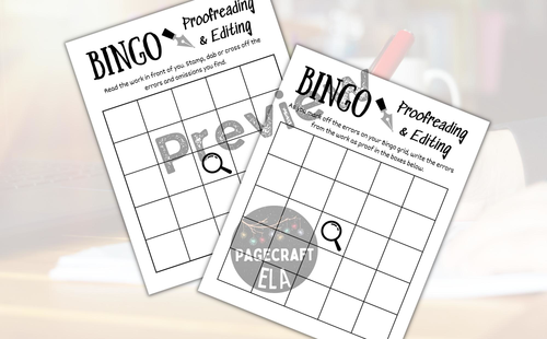 Proofreading and Editing Bingo | 60 Printable Bingo Cards | Student ...