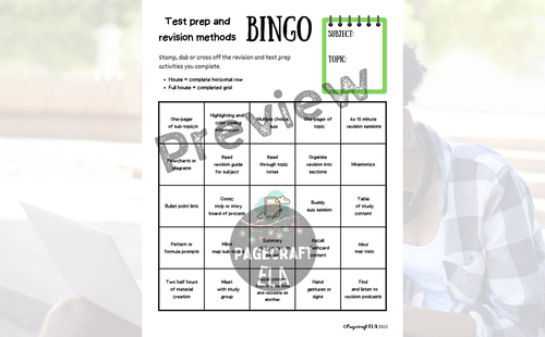 Revision and Test Prep Bingo | 40 Printable Bingo Cards | Study Methods ...