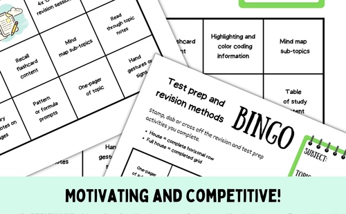 Revision and Test Prep Bingo | 40 Printable Bingo Cards | Study Methods ...