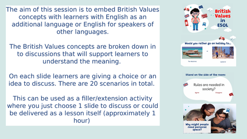 British Values in ESOL - discussion prompts | Teaching Resources