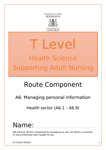 T-Level Health and Science A6 Core Pathway - Student Booklet | Teaching ...