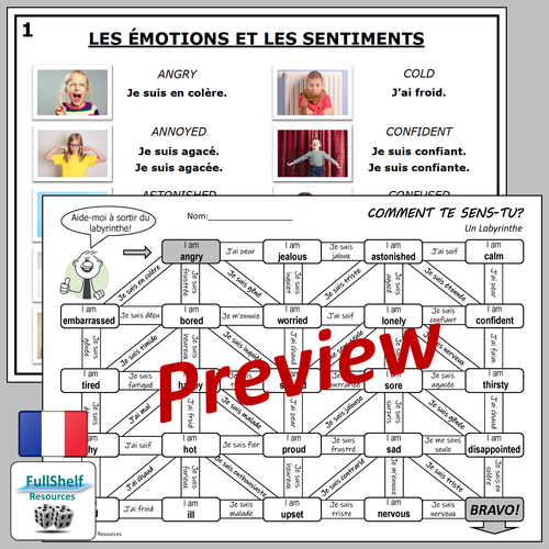 French Emotions and Feelings Worksheets | Teaching Resources