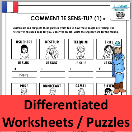 French Emotions and Feelings Worksheets | Teaching Resources