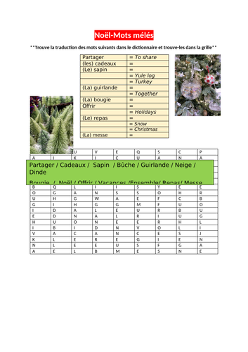 FRENCH CHRISTMAS QUIZ AND WORD SEARCH | Teaching Resources