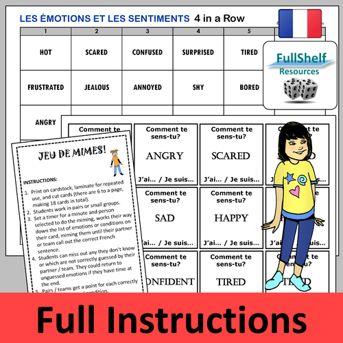 French Emotions and Feelings Games | Teaching Resources
