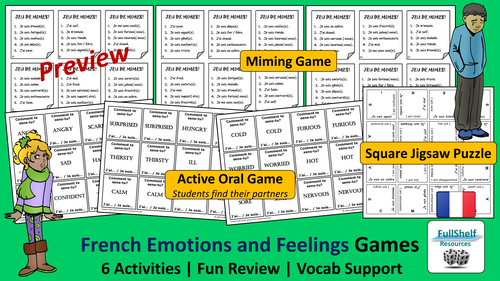 French Emotions and Feelings Games | Teaching Resources