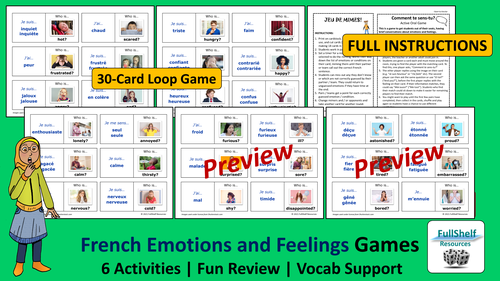 French Emotions and Feelings Games | Teaching Resources