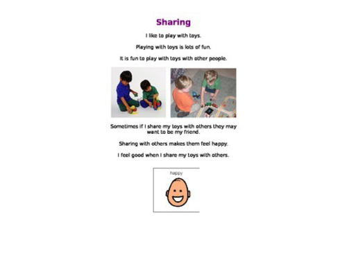 Behaviour Support: Sharing Social Story - Special Education Autism ...