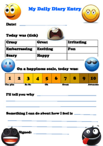 Behaviour Support: Daily Diary Entry | Teaching Resources