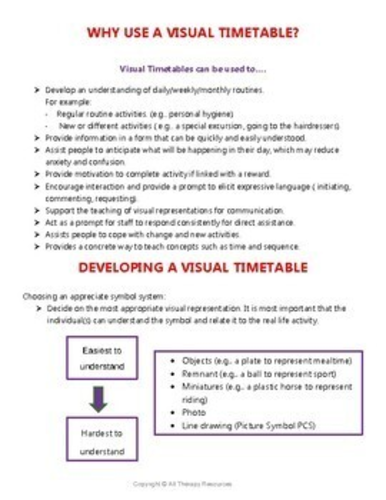 Visual Timetables - Supporting children with Autism - 5 pages ...