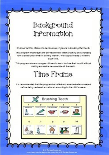 Brushing My Teeth Program - visual, sequence, program, sensory, hygiene ...