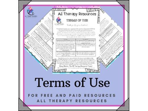 Terms of Use & Credits - Free & paid purchases {All Therapy Resources ...