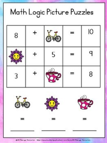 Math Logic Picture Puzzles - Addition & Subtraction (45 puzzles ...