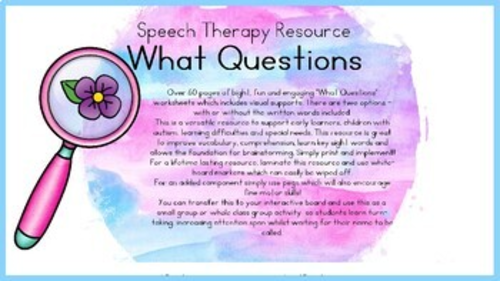 Wh (What Questions) - visual supports -Speech Therapy Resource ...