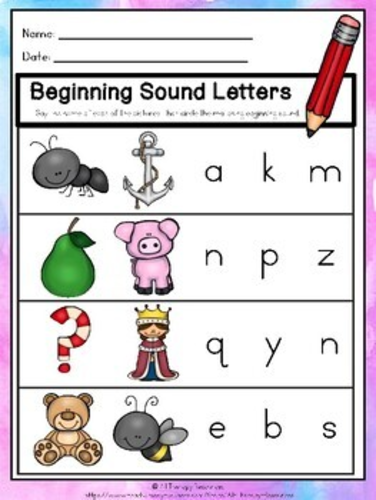 Beginning Sounds - Color it & Match It - Activities/ Worksheets ...