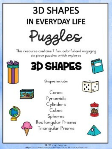 3D Objects Shapes In Everyday Life - Six Piece Puzzles - Early Learning ...