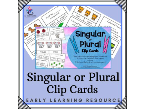 Singular or Plural Clip Vocabulary Cards - Preschool, Autism, Literacy ...