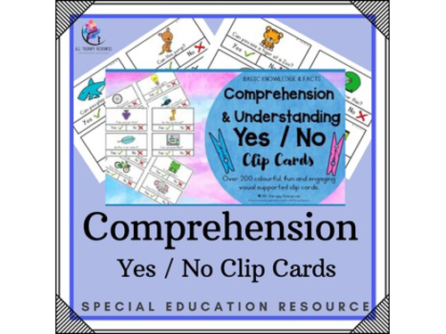 Comprehension Yes No Clip Cards - Autism Special Education Speech ESL ...
