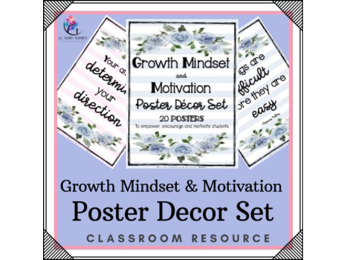 Growth Mindset and Motivation Poster Decor Set - Bulletin Board ...