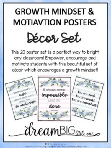 Growth Mindset and Motivation Poster Decor Set - Bulletin Board ...