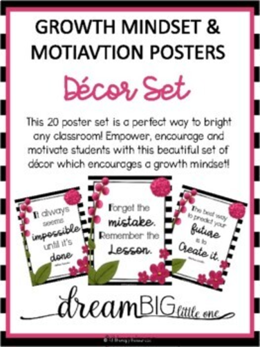 Growth Mindset and Motivation Poster Decor Set - Bulletin Board ...