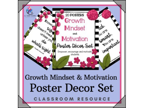 Growth Mindset and Motivation Poster Decor Set - Bulletin Board ...