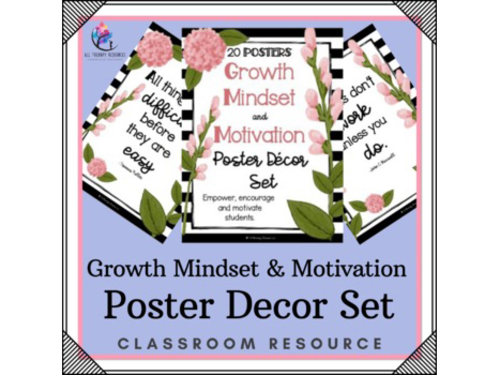 Growth Mindset and Motivation Poster Decor Set - Bulletin Board ...