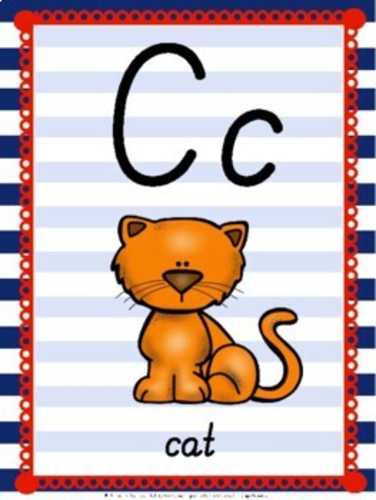 Classroom Alphabet Posters Decor SET - Nautical Theme Bulletin Board ...