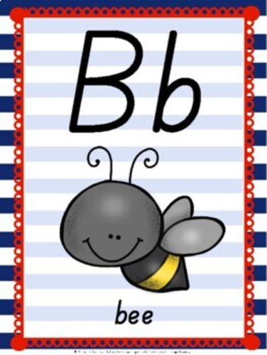 Classroom Alphabet Posters Decor SET - Nautical Theme Bulletin Board ...