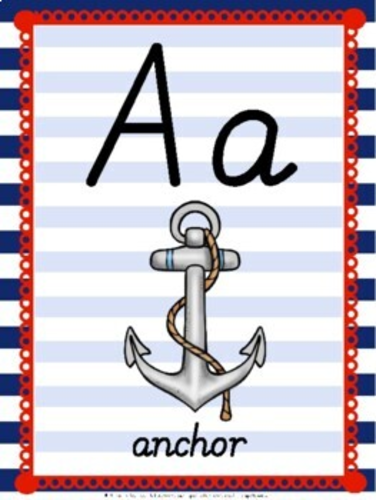 Classroom Alphabet Posters Decor SET - Nautical Theme Bulletin Board ...