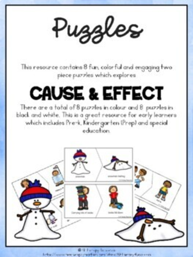 Cause and Effect - 2 Piece Puzzles Task Cards - PRINTABLE NO PREP ...