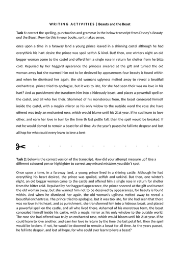 Beauty & the Beast Inspired Writing Activities | Teaching Resources