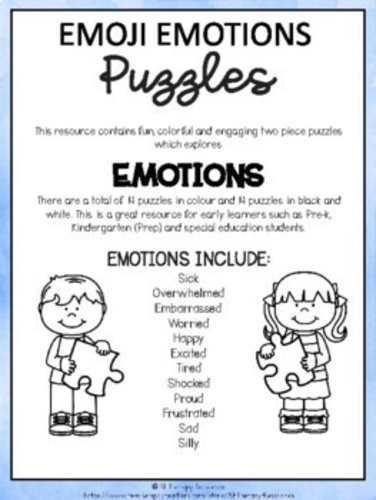 Emoji Emotions Feelings Puzzles - Social Emotion Learning | Teaching ...