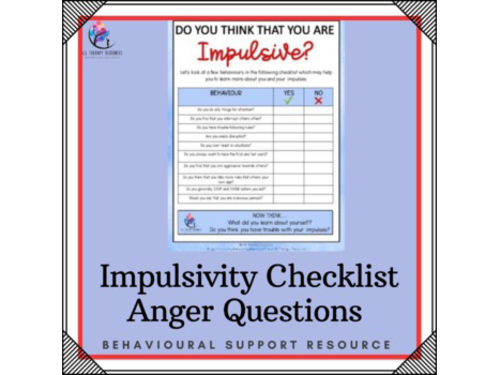 Impulsive Anger Management Checklist Worksheet - Emotional Regulation ...