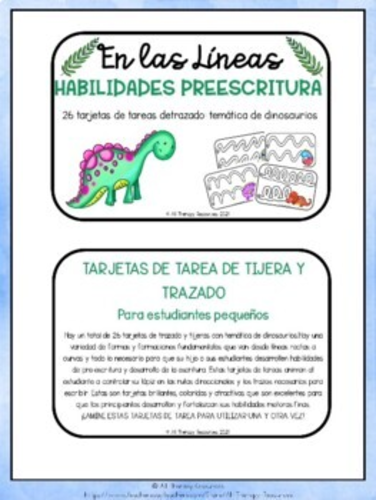 SPANISH VERSION Pre-writing Tracing and Scissor Practice Task Skills ...