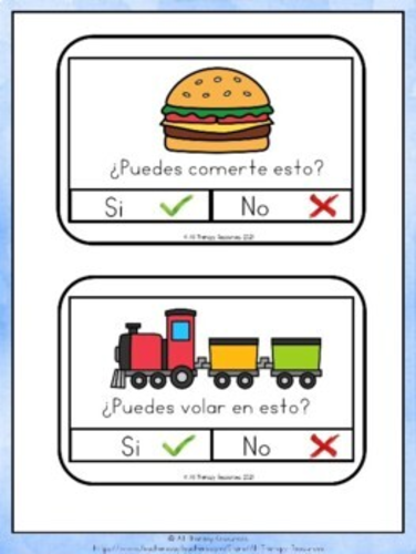 SPANISH VERSION - Comprehension Yes No Task Cards - Autism Special ...