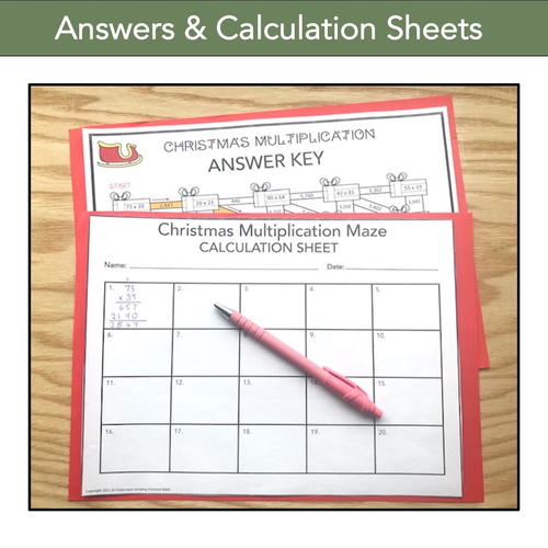 Christmas Themed Maths Mazes 2 Digit by 2 Digit Multiplication ...